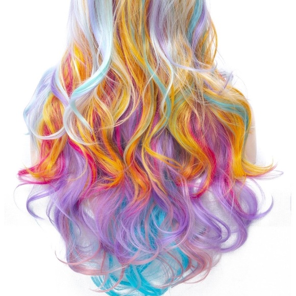 Accessories | Pastel Rainbow Multicolor Cosplay Curly Wig | Poshmark
